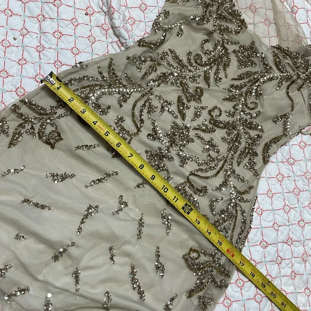 Aidan Mattox | Dresses | Aidan Mattox Sheer Gold Sequin Cocktail Dress ...